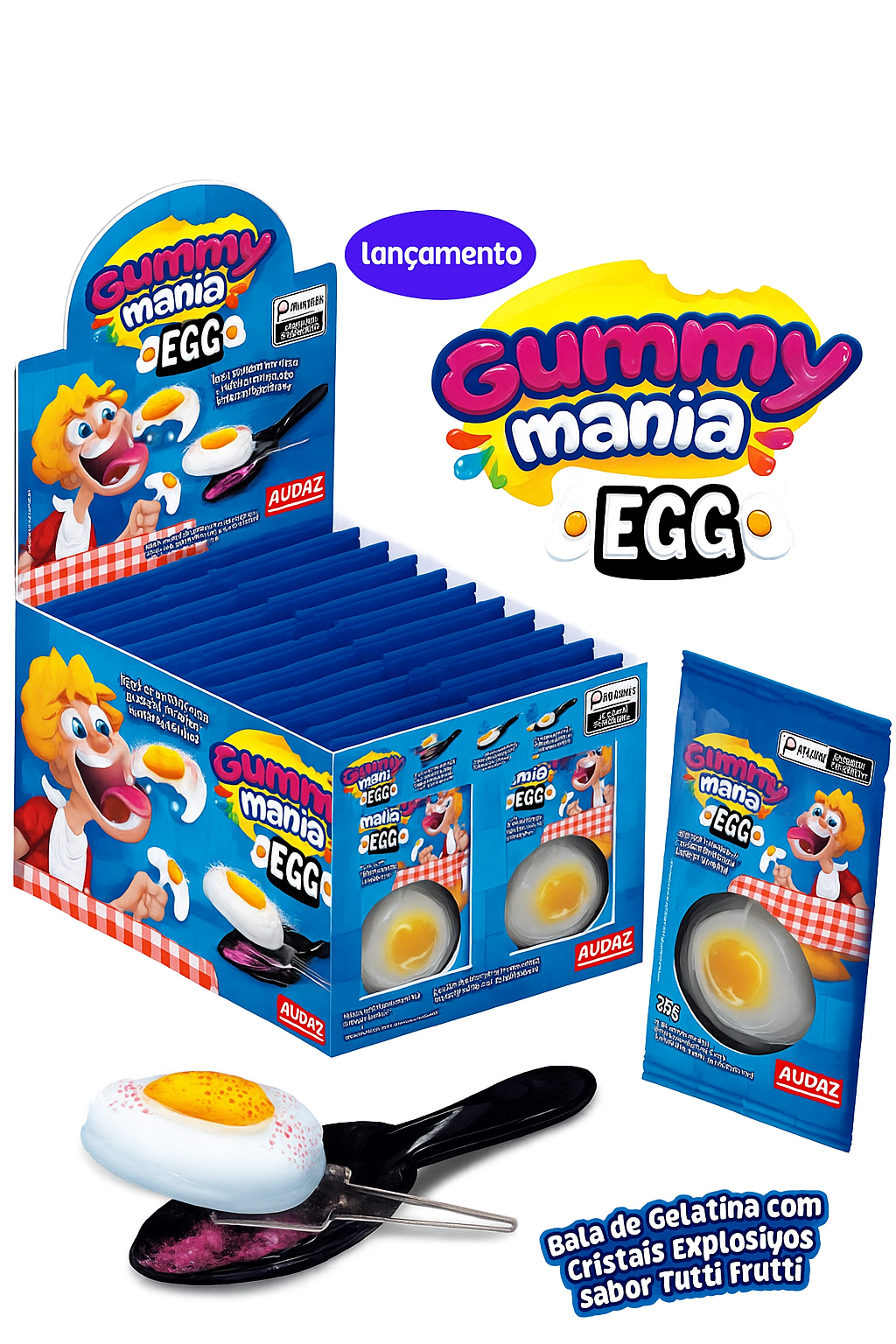 BALA GELATINA AUDAZ GUMMY MANIA EGG 20G | Pipocão