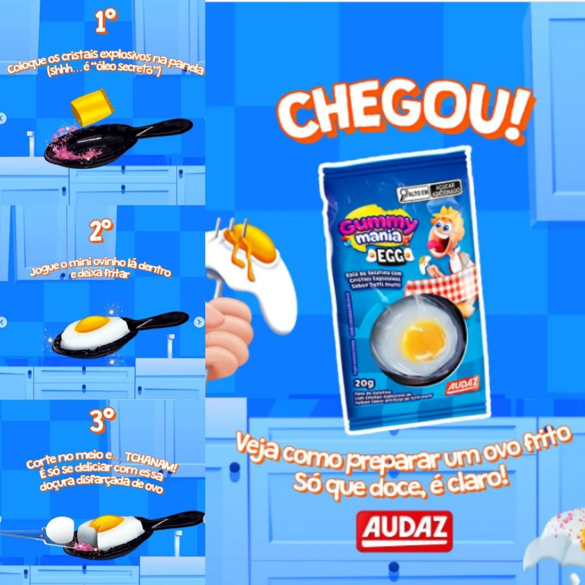 BALA GELATINA AUDAZ GUMMY MANIA EGG 20G | Pipocão