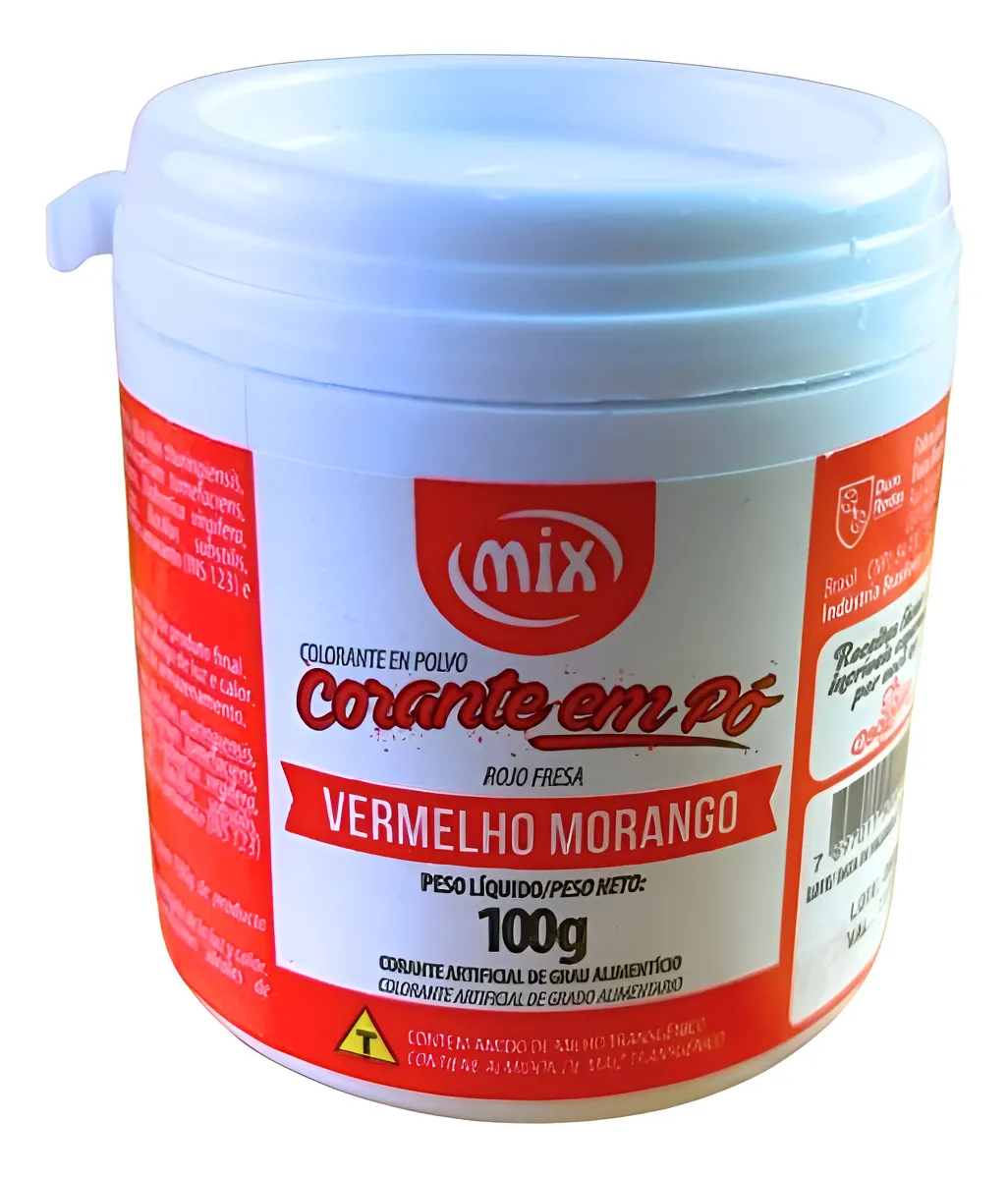 CORANTE EM PÓ MIX VERMELHO MORANGO 100G | Pipocão